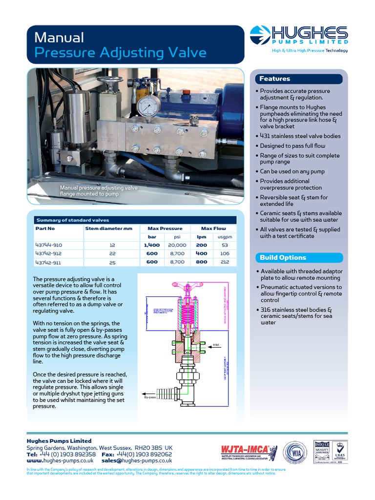 Pressure Adjusting Valves Manual | PDF | Valve | Pump