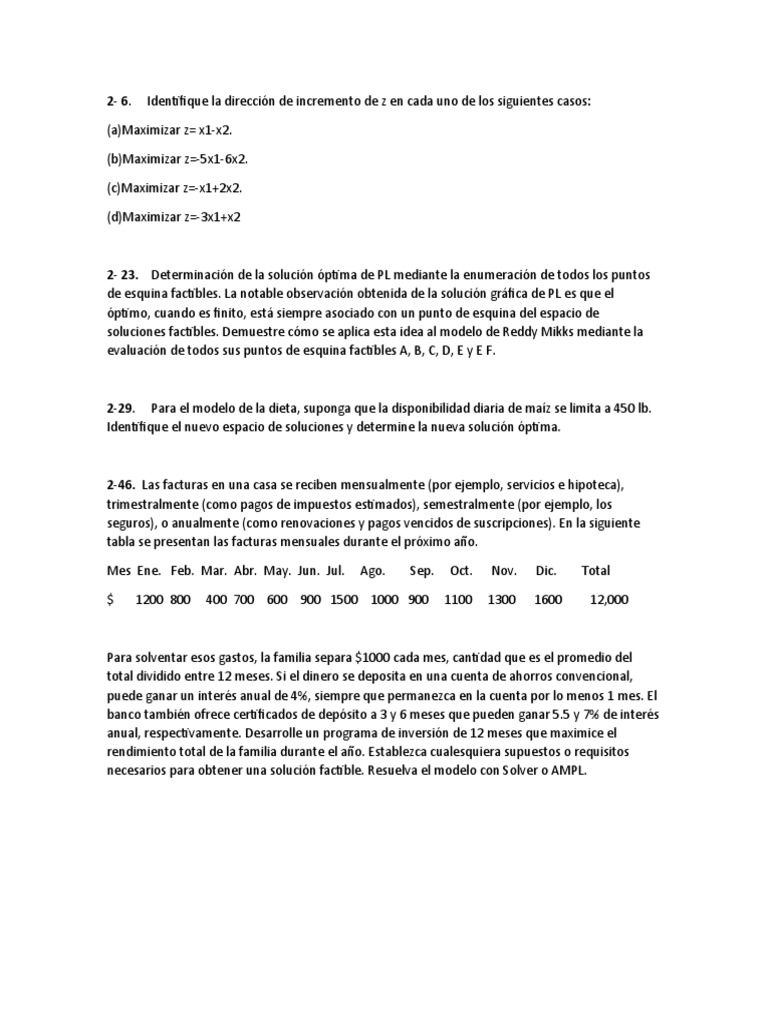 Ejercicios Programacion Lineal | PDF Ejercicios Programacion Lineal | PDF