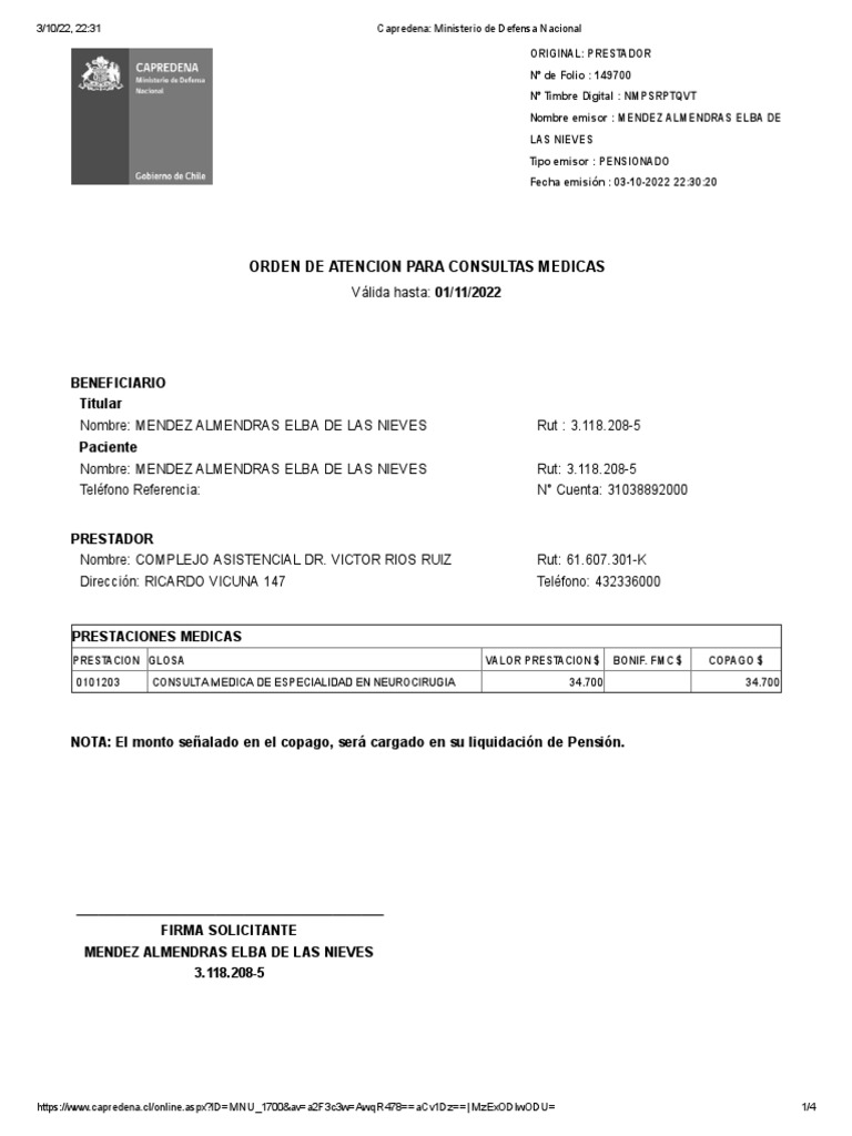 Capredena - Ministerio de Defensa Nacional | PDF | Industrias de servicio