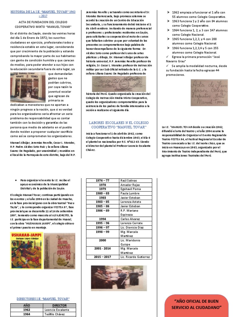 Triptico Manuel Tovar | PDF | Perú