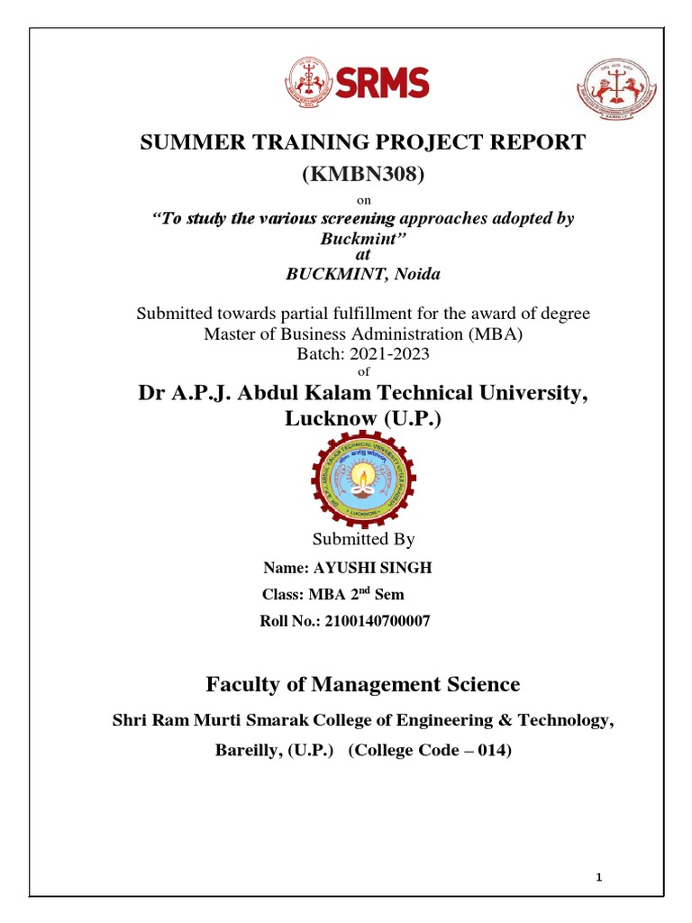 Final Summer Training Report | PDF | Human Resource Management | Climate Change Mitigation