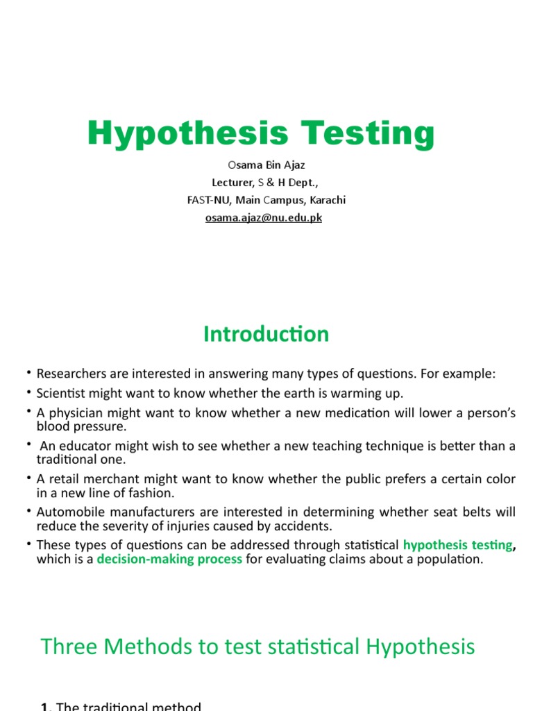 Hypothesis Testing | PDF | Statistical Hypothesis Testing | Type I And ...