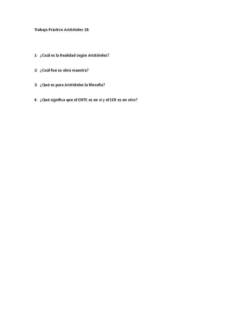 Trabajo PR Ctico Arist Teles y La Realidad | PDF