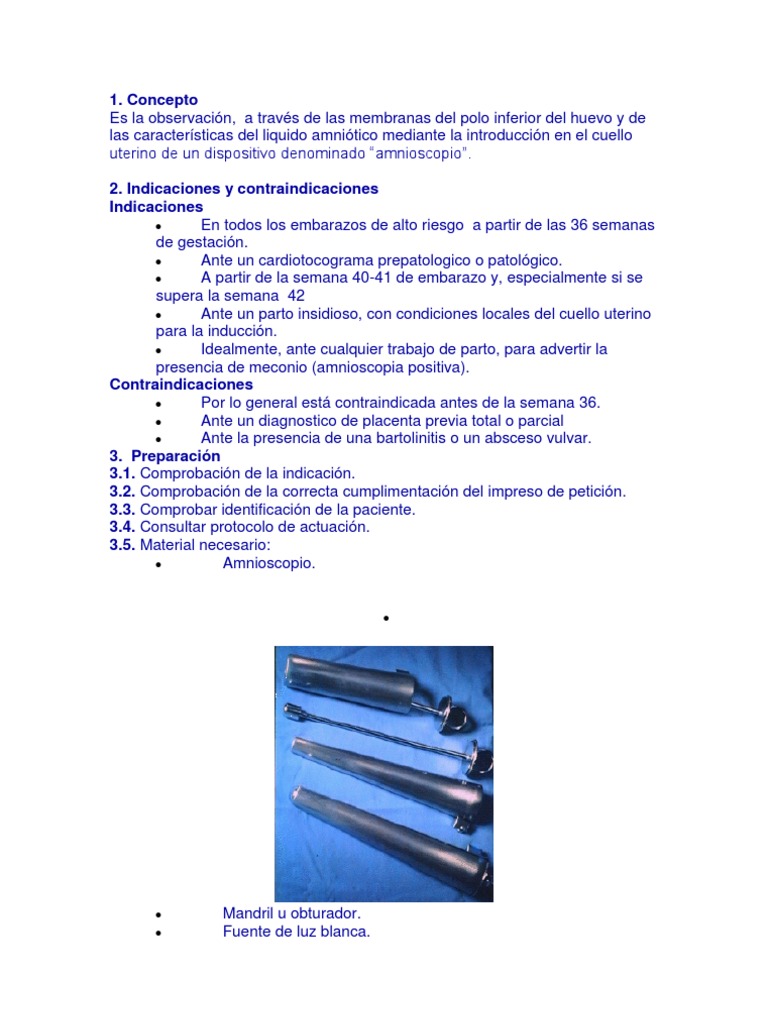 Amnioscopia: Procedimiento y Aplicaciones | PDF | Parto | El embarazo