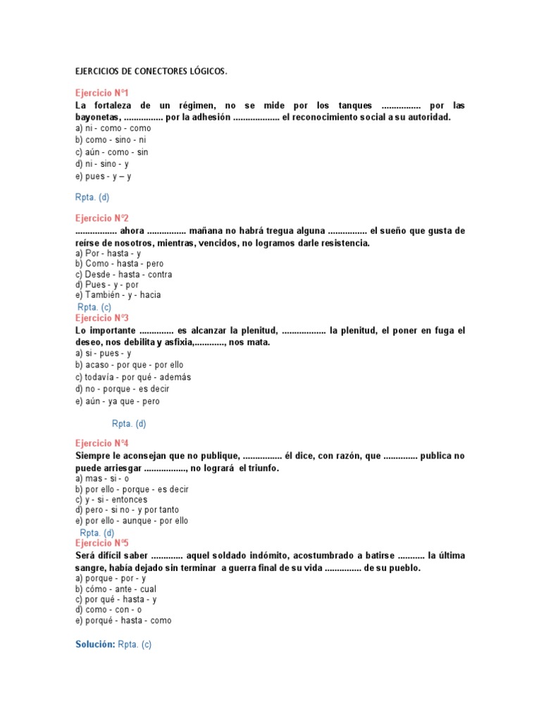 EJERCICIOS-DE-CONECTORES-LOGICOS Con Respuesta | PDF | Metafísica