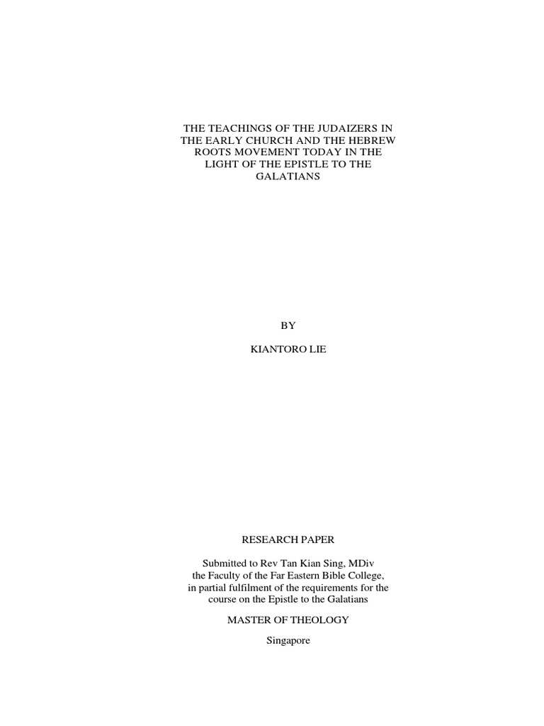 Judaizers in Galatians and Today | PDF | Hebrew Roots | Epistle To The ...
