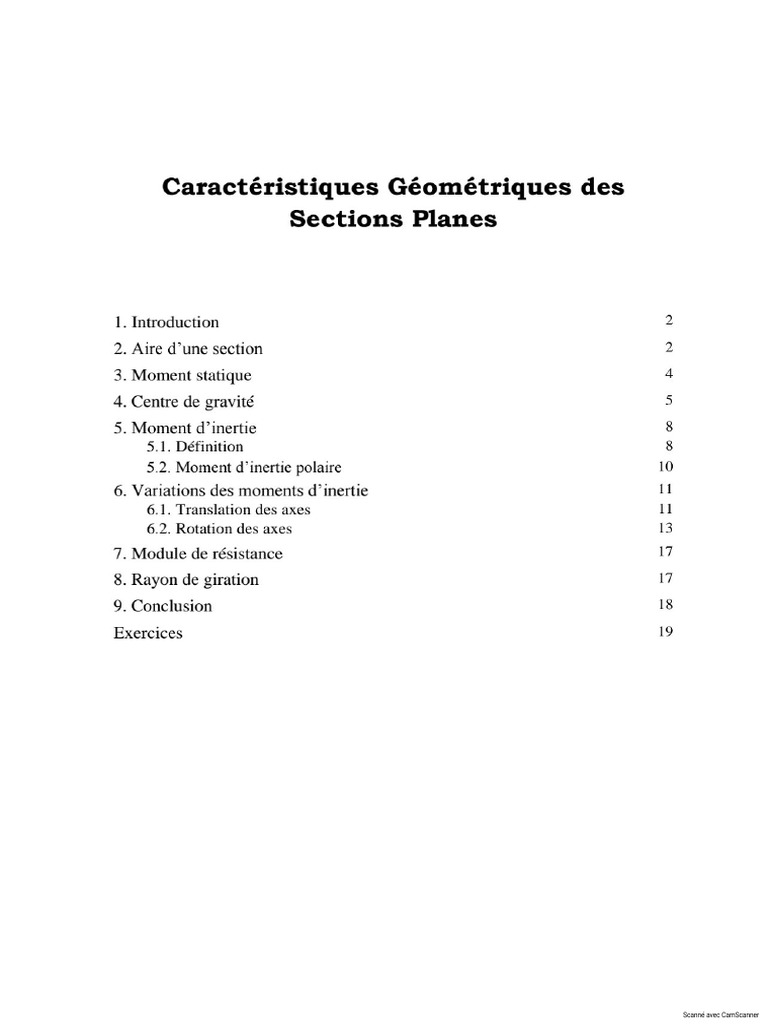 Caractéristiques Géométriques Des Sections Planes | PDF