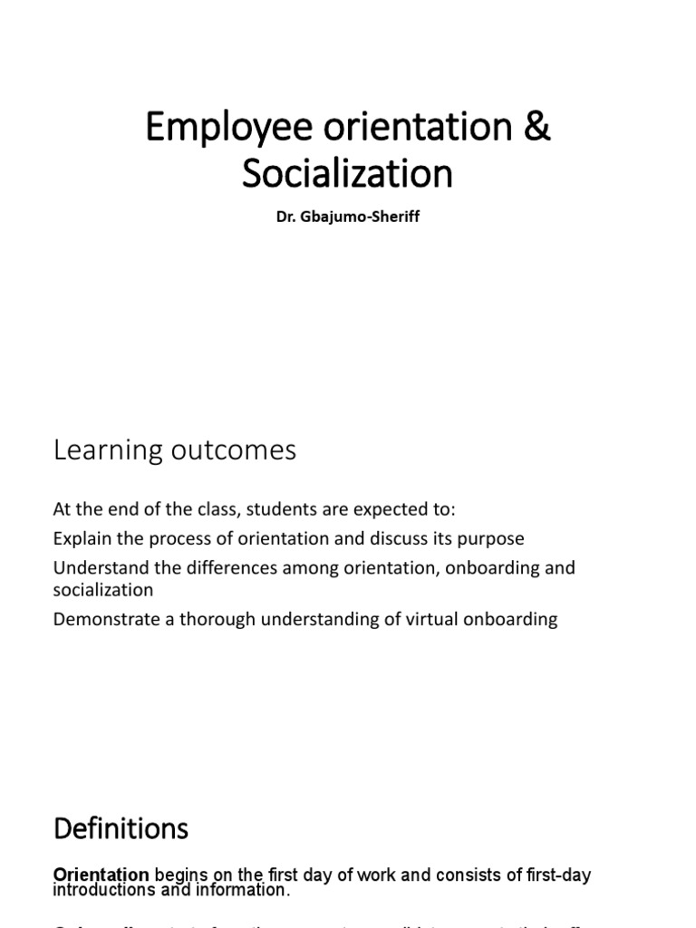 Employee Orientation and Socialization. | PDF | Business ...