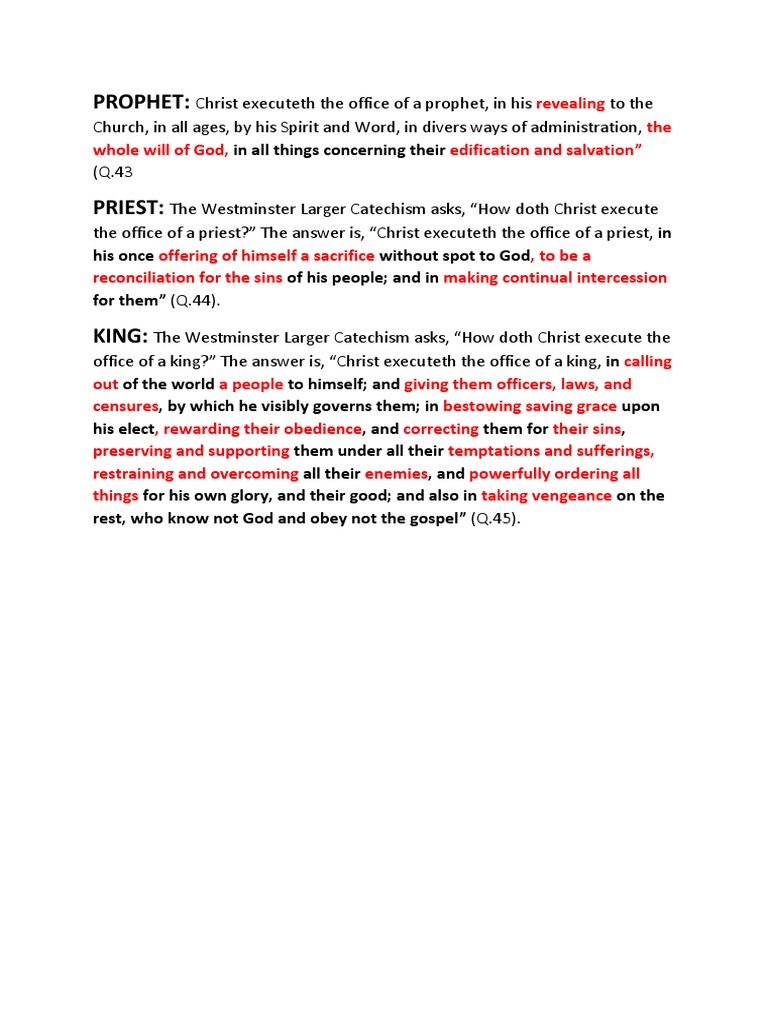 Christ as Priest, Prophet, and King | PDF | Philosophy