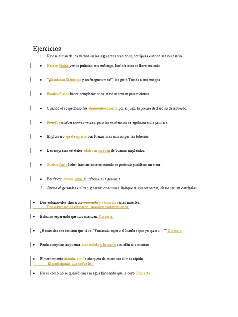 Taller Corregido Verbos Y Verboides Pdf