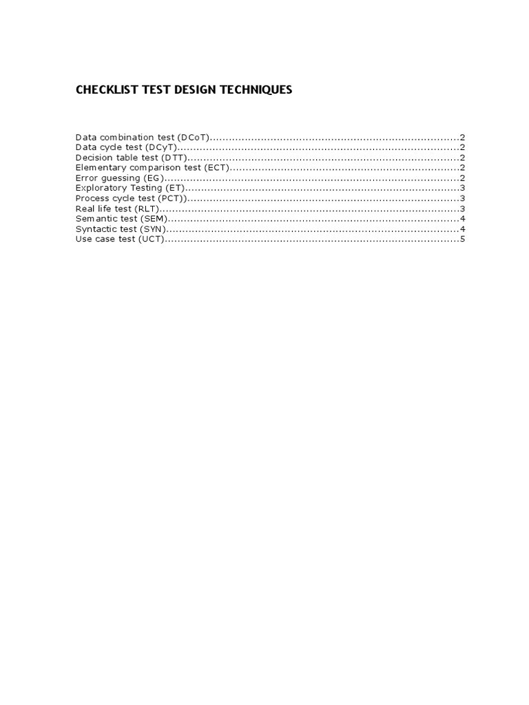 Essential Test Design Techniques Checklist | PDF | Business | Computers
