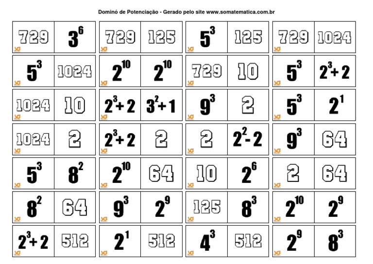 Dominó Potenciação | PDF