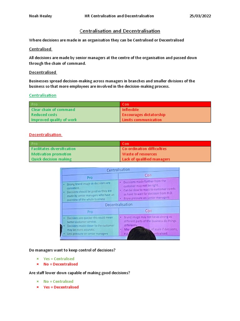 Centralisation and Decentralisation | PDF