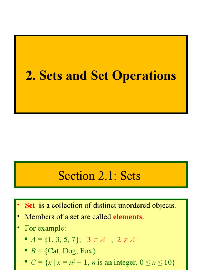 CH 2-Sets and Set Operations | PDF | Set (Mathematics) | Mathematics