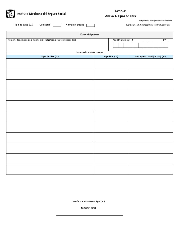 SATIC ANEXO 01 Tipo de Obra | PDF