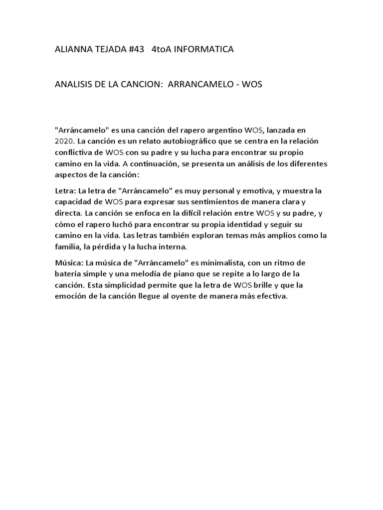 Analisis de La Cancion | PDF