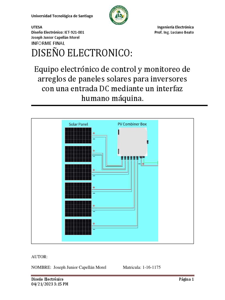 Equipo Electrónico de Control y Monitoreo de Arreglos de Paneles ...