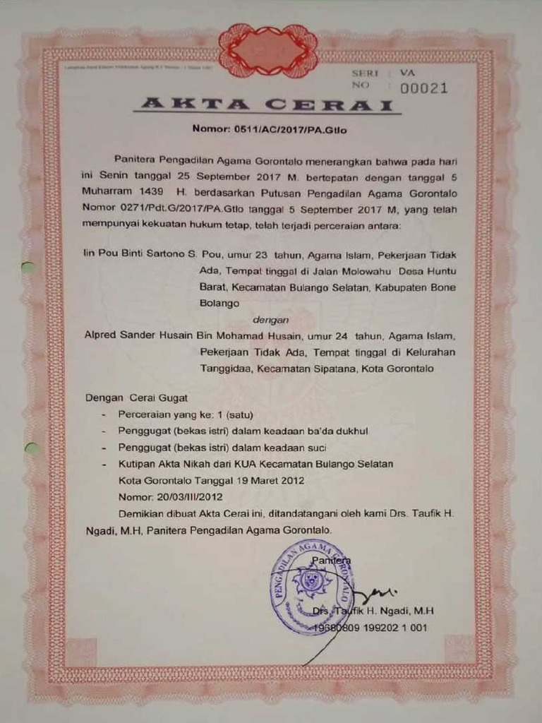 Akta Cerai2 | PDF