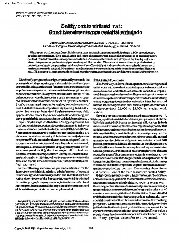 Sniffy The Virtual Rat Simulated Operant | PDF | Aprendizado | Tempo
