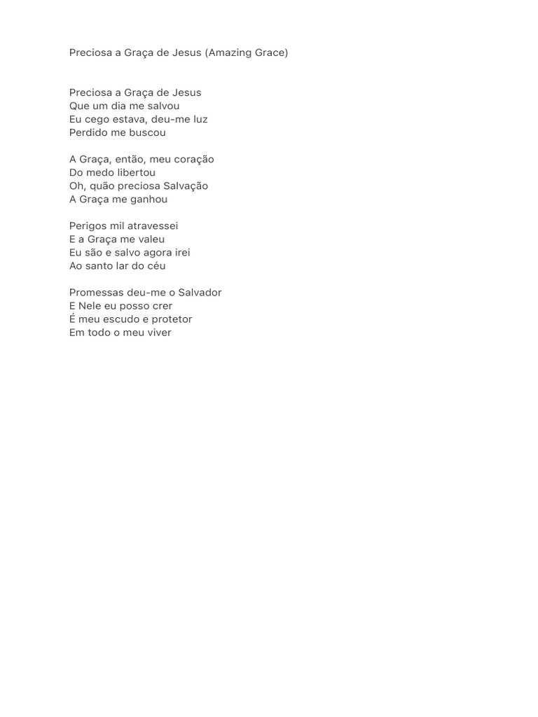 Preciosa A Graça de Jesus (Amazing Grace) | PDF