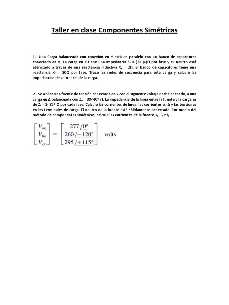 Taller de Componentes Simetricas-1 | PDF