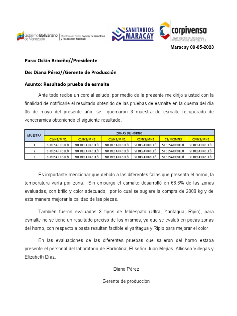 Informe Pruebas de Esmalte | PDF Informe Pruebas de Esmalte | PDF