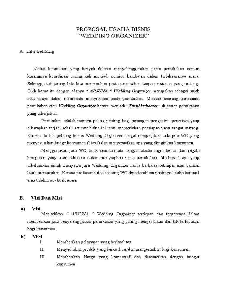 Proposal Usaha Bisnis Wedding Organizer | PDF