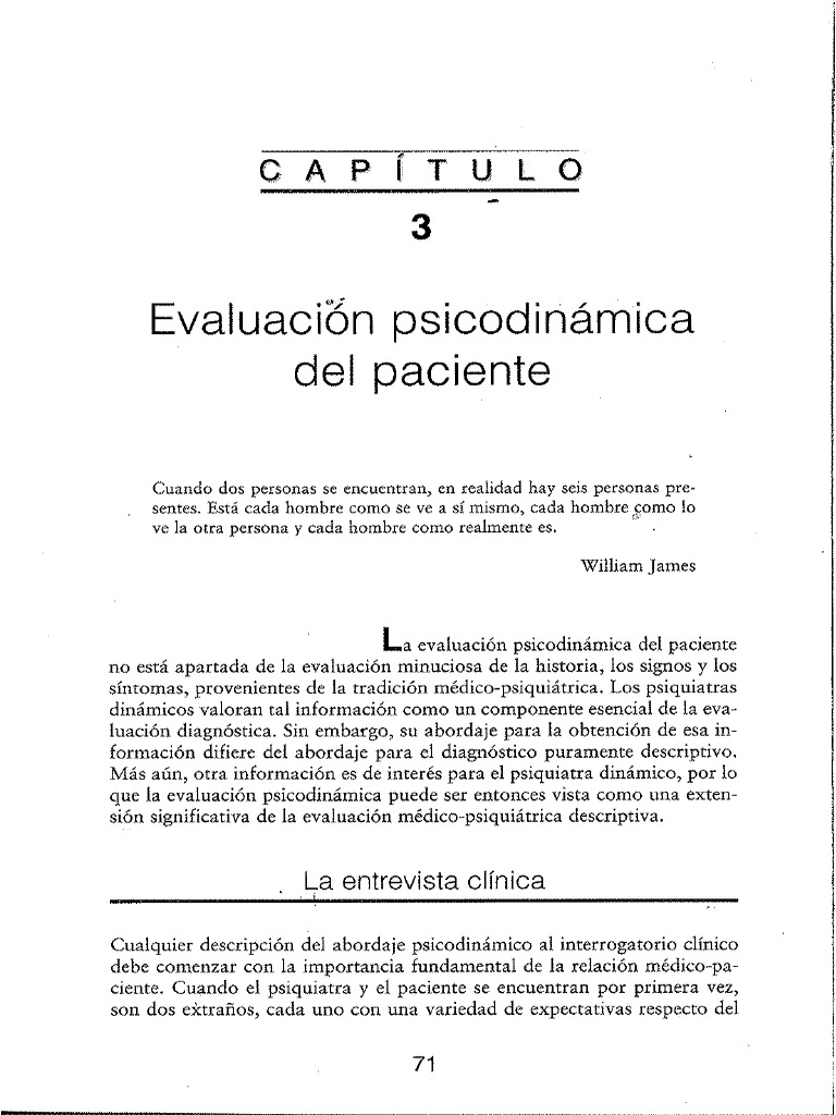 Gabbard Capítulo 3: Evaluación Psicodinámica Del Paciente | PDF Gabbard Capítulo 3: Evaluación Psicodinámica Del Paciente | PDF