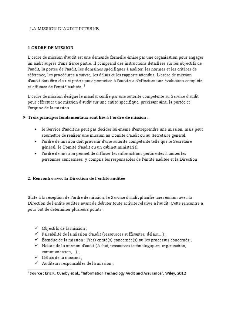 La Mission D'audit | PDF | Audit | Risque