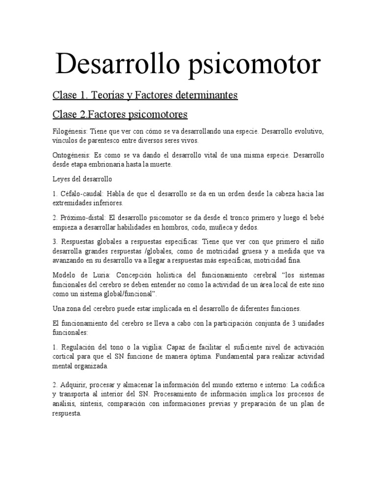 Desarrollo Psicomotor (Resumen) | PDF | Aprendizaje | Ritmo