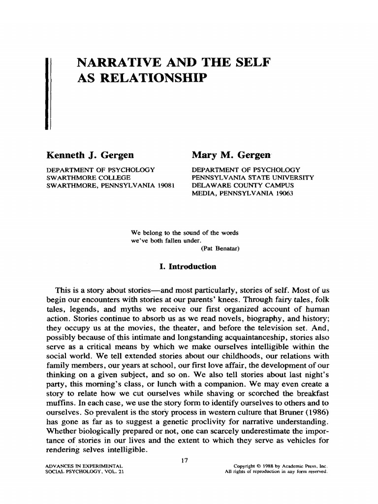 Gergen 1988 | PDF | Narrative | Causality