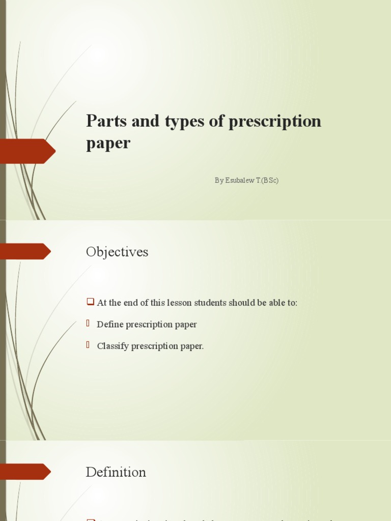 Parts and Types of Prescription Paper | PDF | Medical Prescription ...