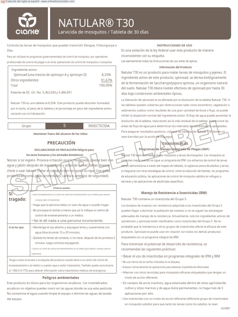Natulart30 (1) .En - Es | PDF | Insecticida | Agua