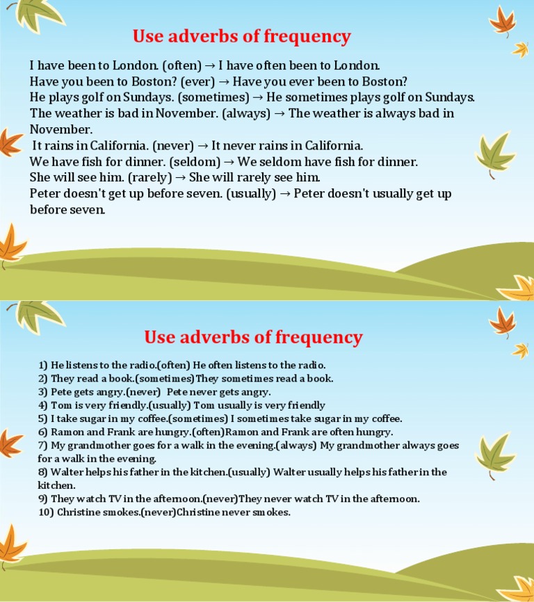 Present Simple Frequency Adverb Exercises | PDF