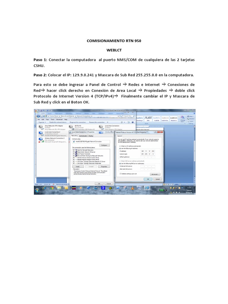 Comisionamiento RTN 950 | PDF | Protocolos de internet | Contraseña
