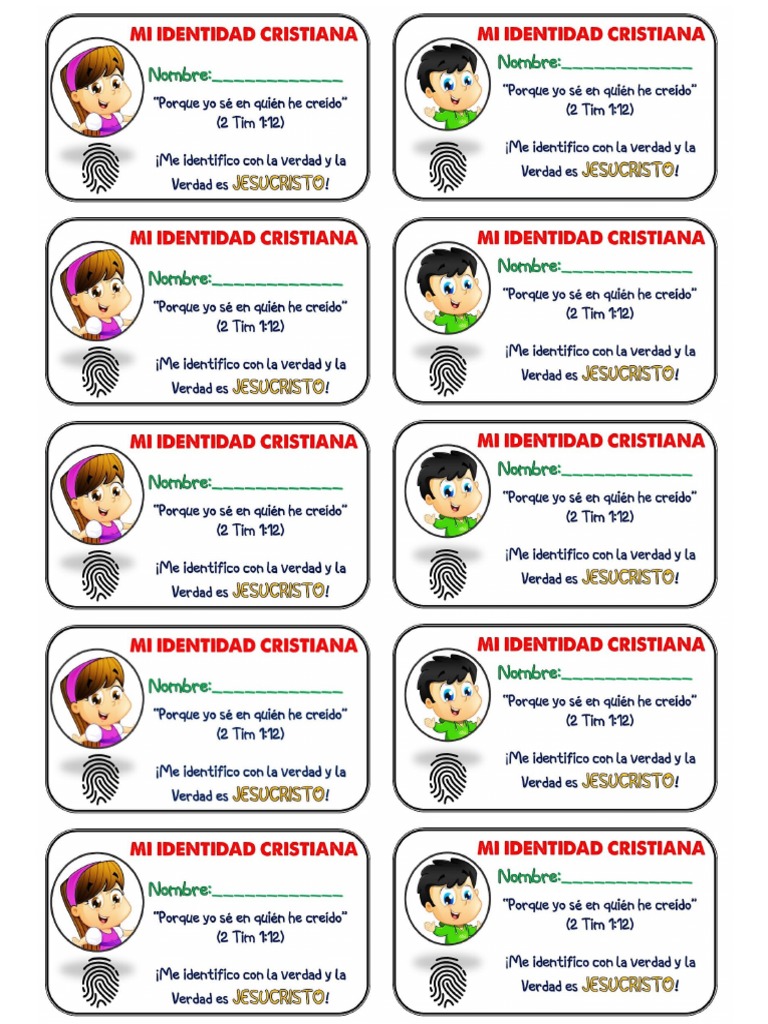 MI IDENTIDAD CRISTIANA PARA IMPRIMIR | PDF