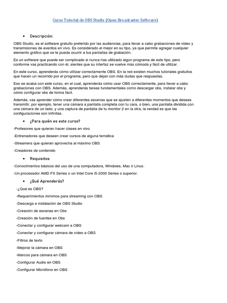 Curso Tutorial de OBS Studio | PDF