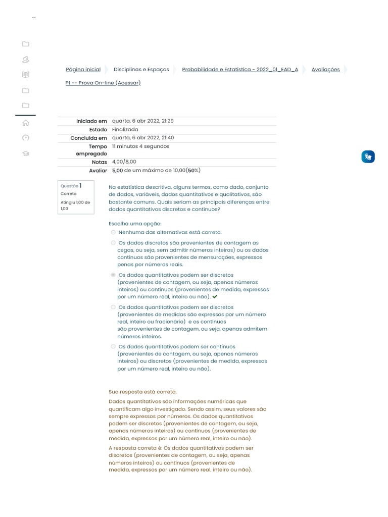 P1 - Probabilidade e Estatística - UCAM | Download grátis PDF ...