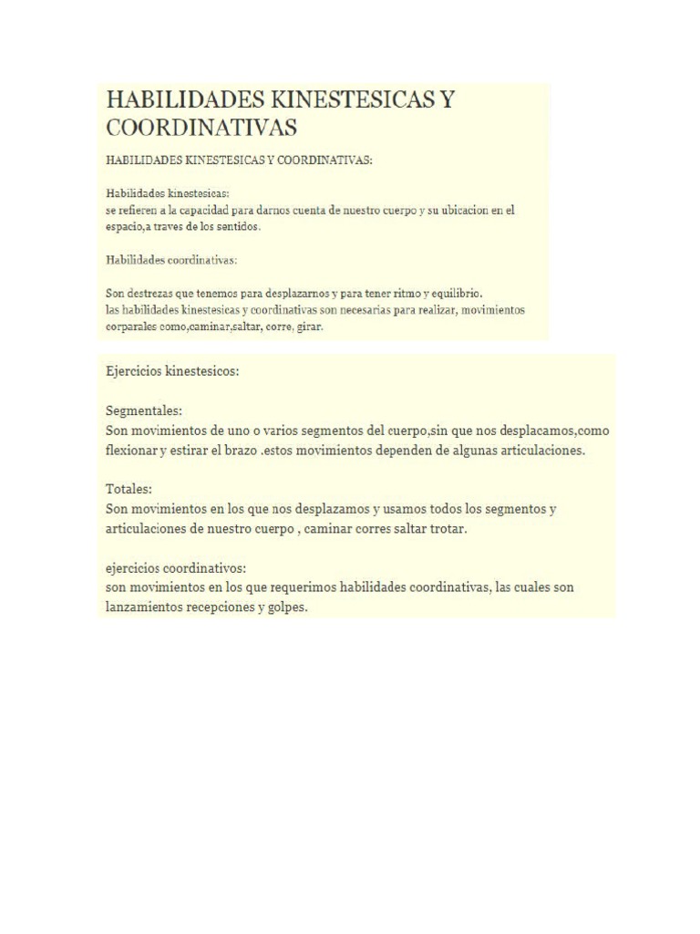 Enyely Habilidades Kinestesicas | PDF