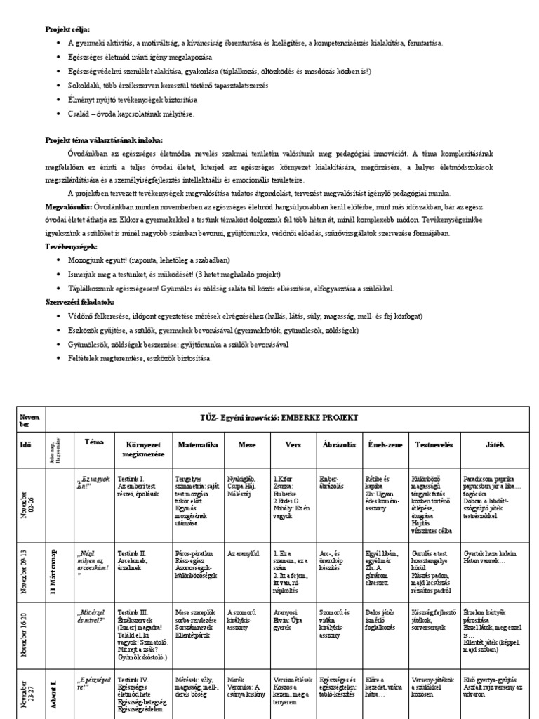 Novemberi Tematikus Terv | PDF