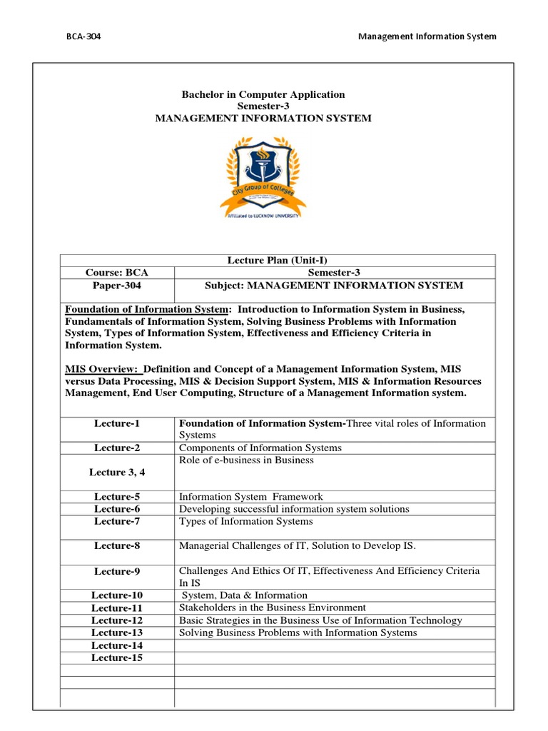 Mis Unit 1 Foundation of Is - Long Notes | PDF | Information System ...