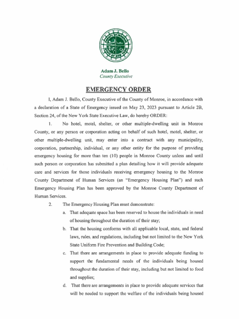 Monroe County Emergency Order | PDF