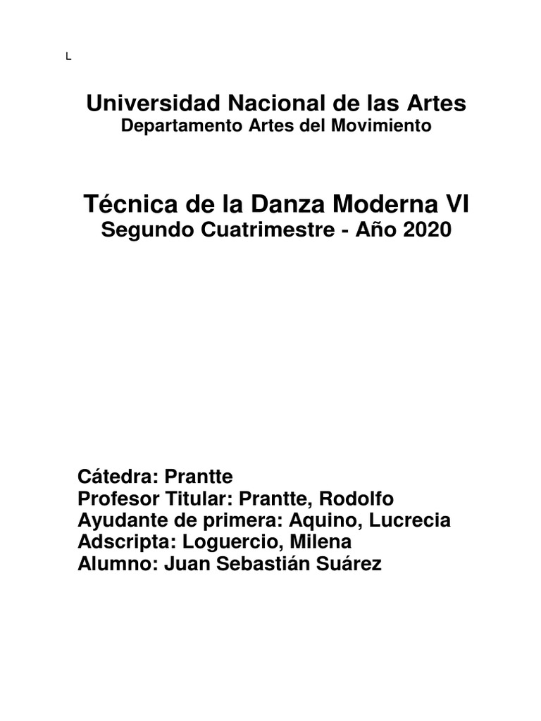TP Moderno VI Juan Sebastian Suarez | PDF | Bailes | Arte de performance