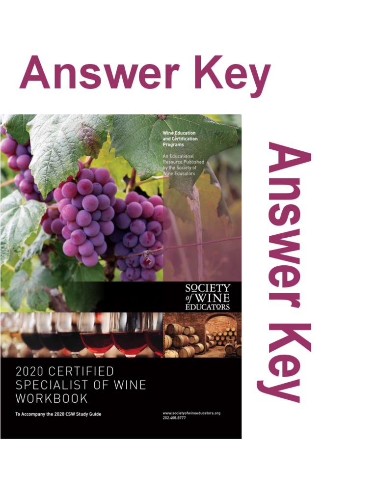 CSW Work Book 2020 Answer Key 1 | PDF | Fermented Drinks | Wine