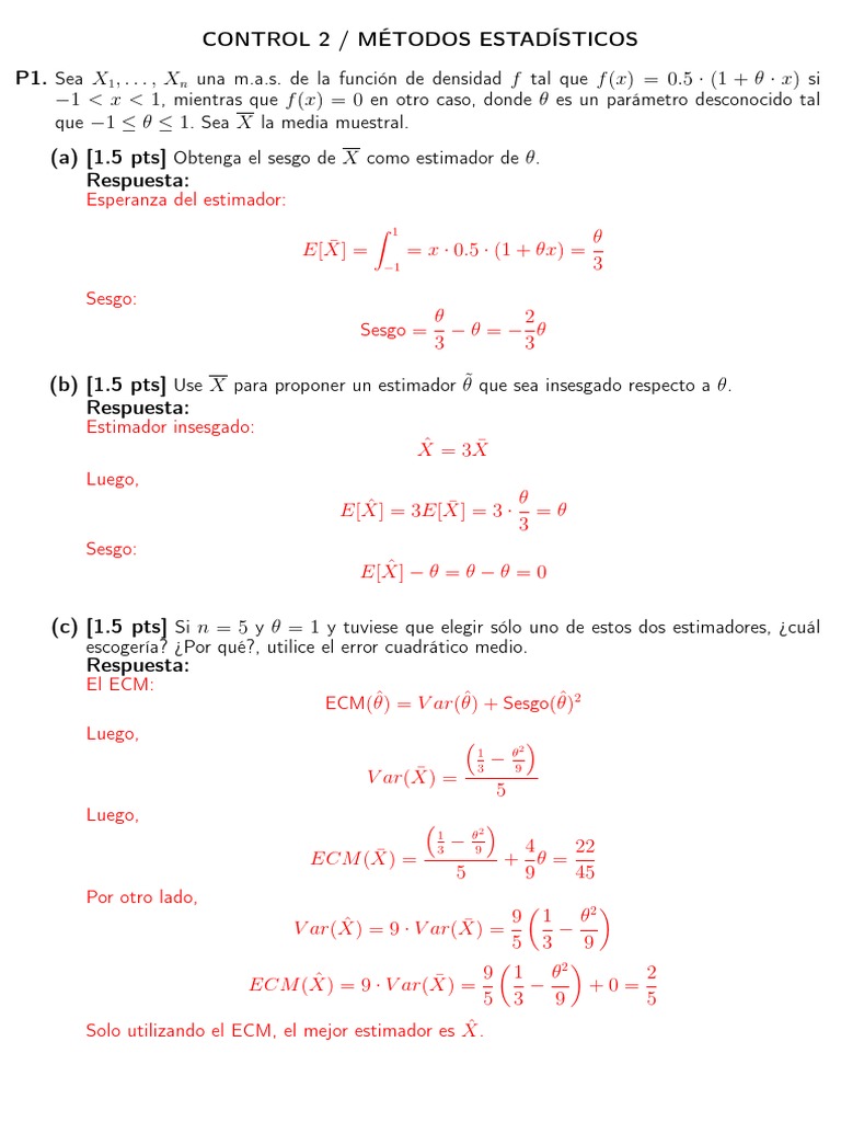 Pauta Control 2 | PDF | Estimador | Error medio cuadrado
