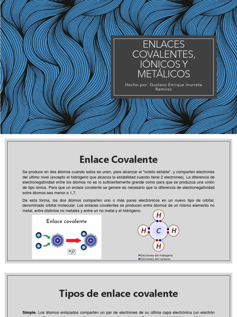 Tipos de Enlaces Químicos: Covalente, Iónico y Metálico | PDF | Enlace ...