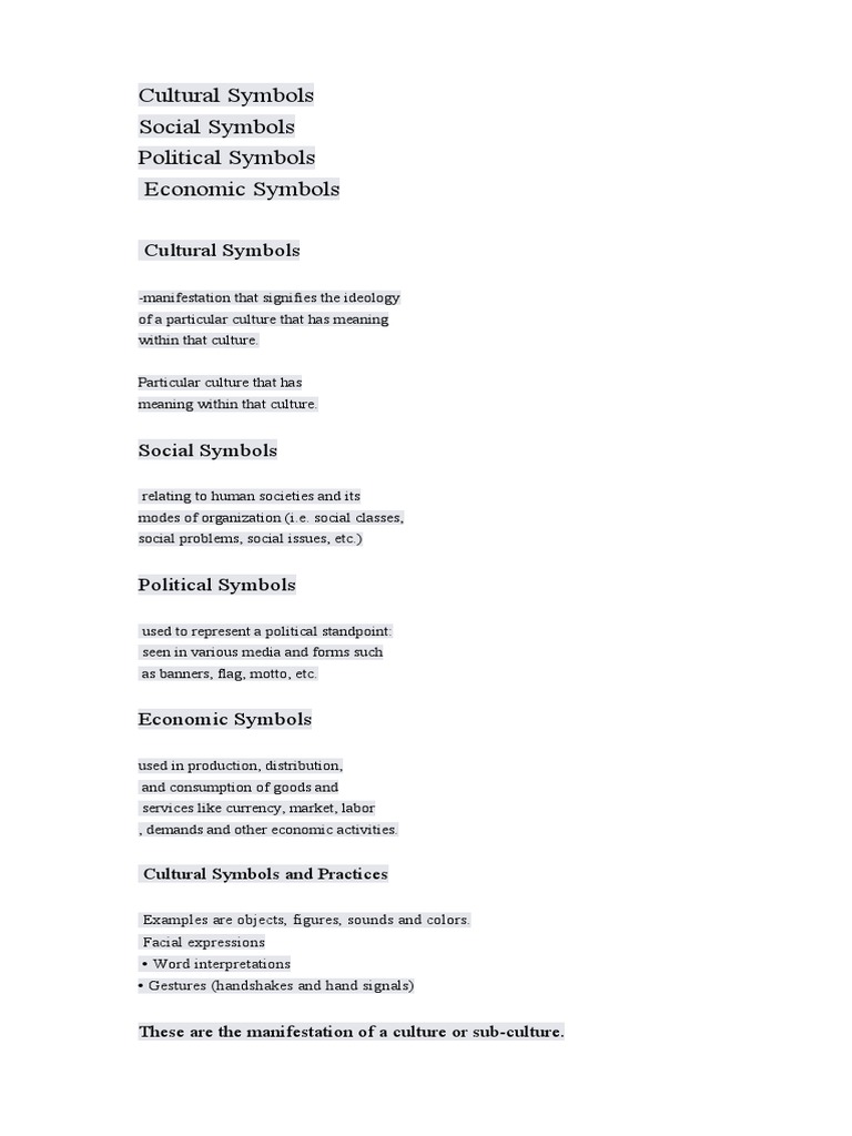 Cultural Symbols | Download Free PDF | Symbols | Economics