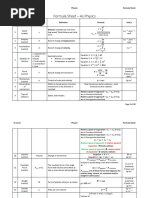 As Level Physics 9702 Formula Sheet | PDF
