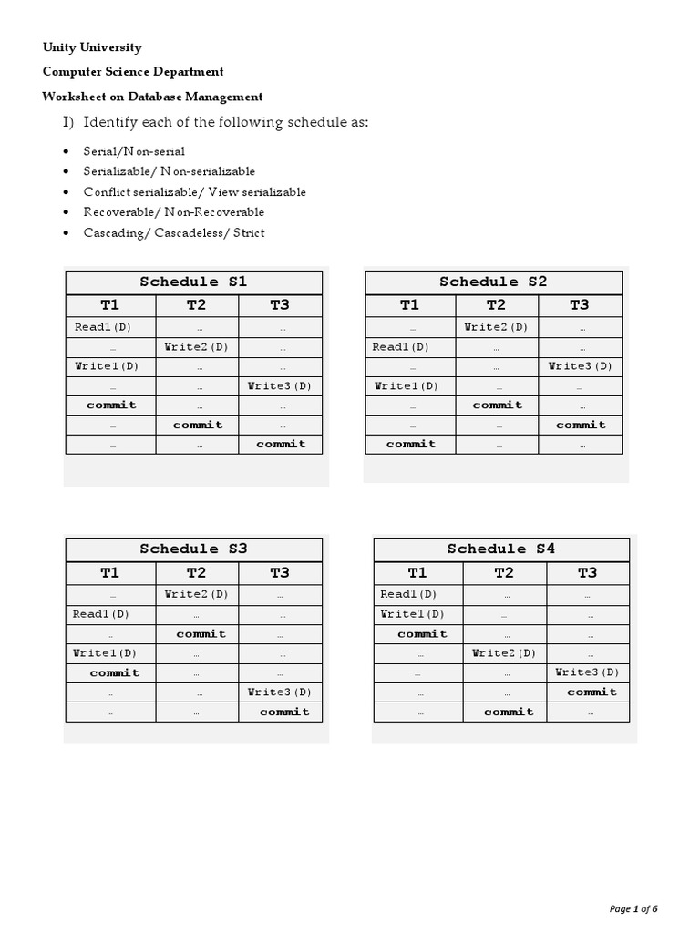 DB Worksheet | PDF | Relational Database | Databases