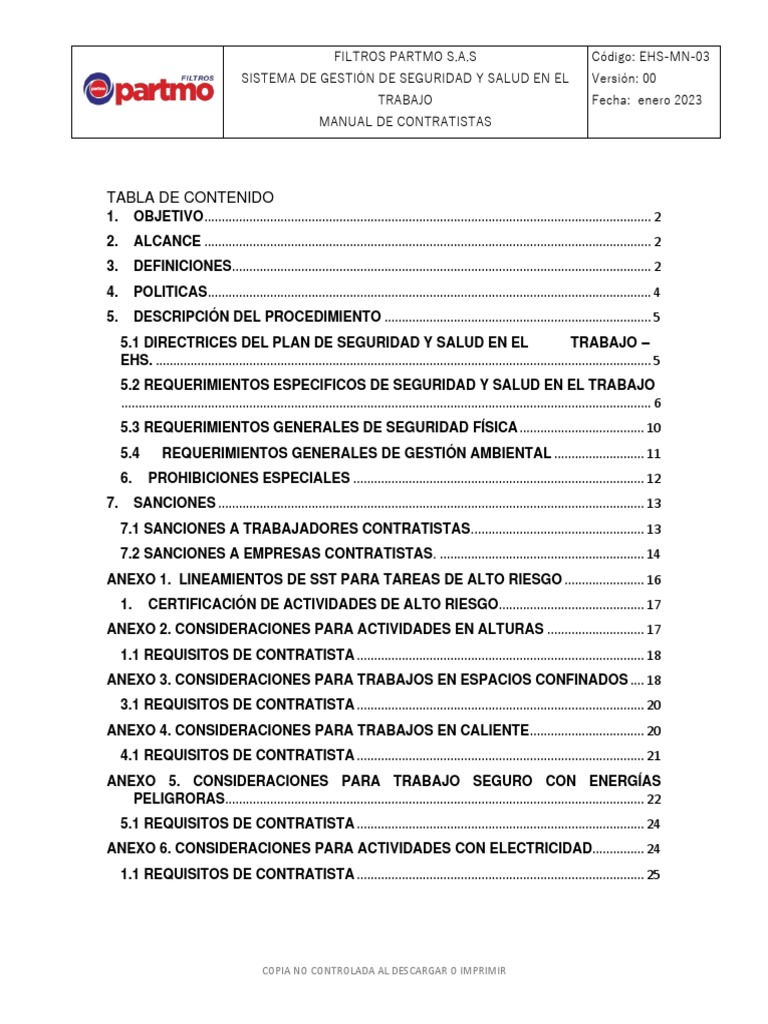 Manual Contratistas 120123 | PDF | Residuos | Outsourcing